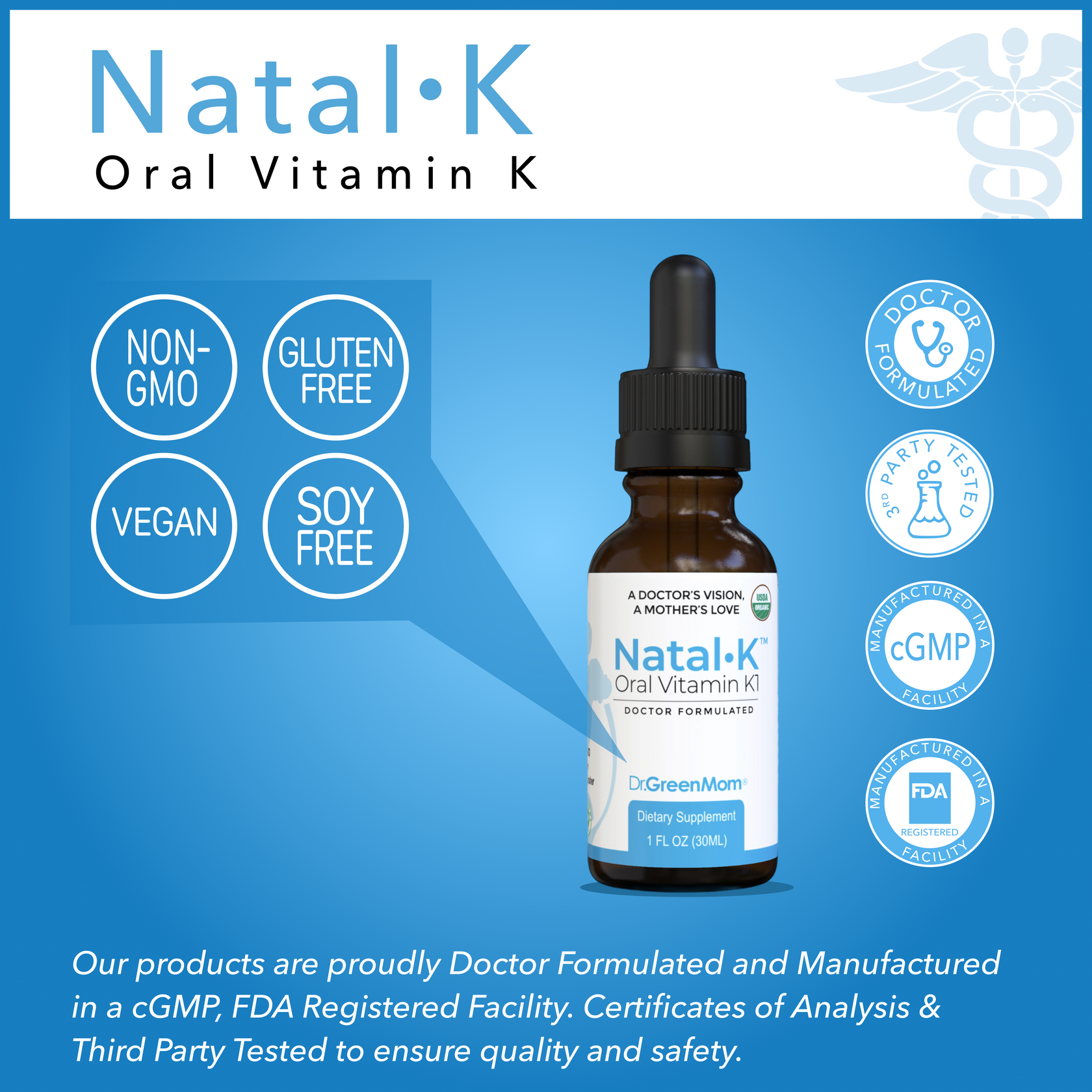 Natal K (USDA Organic Oral Vitamin K1) for Before/After Birth ...