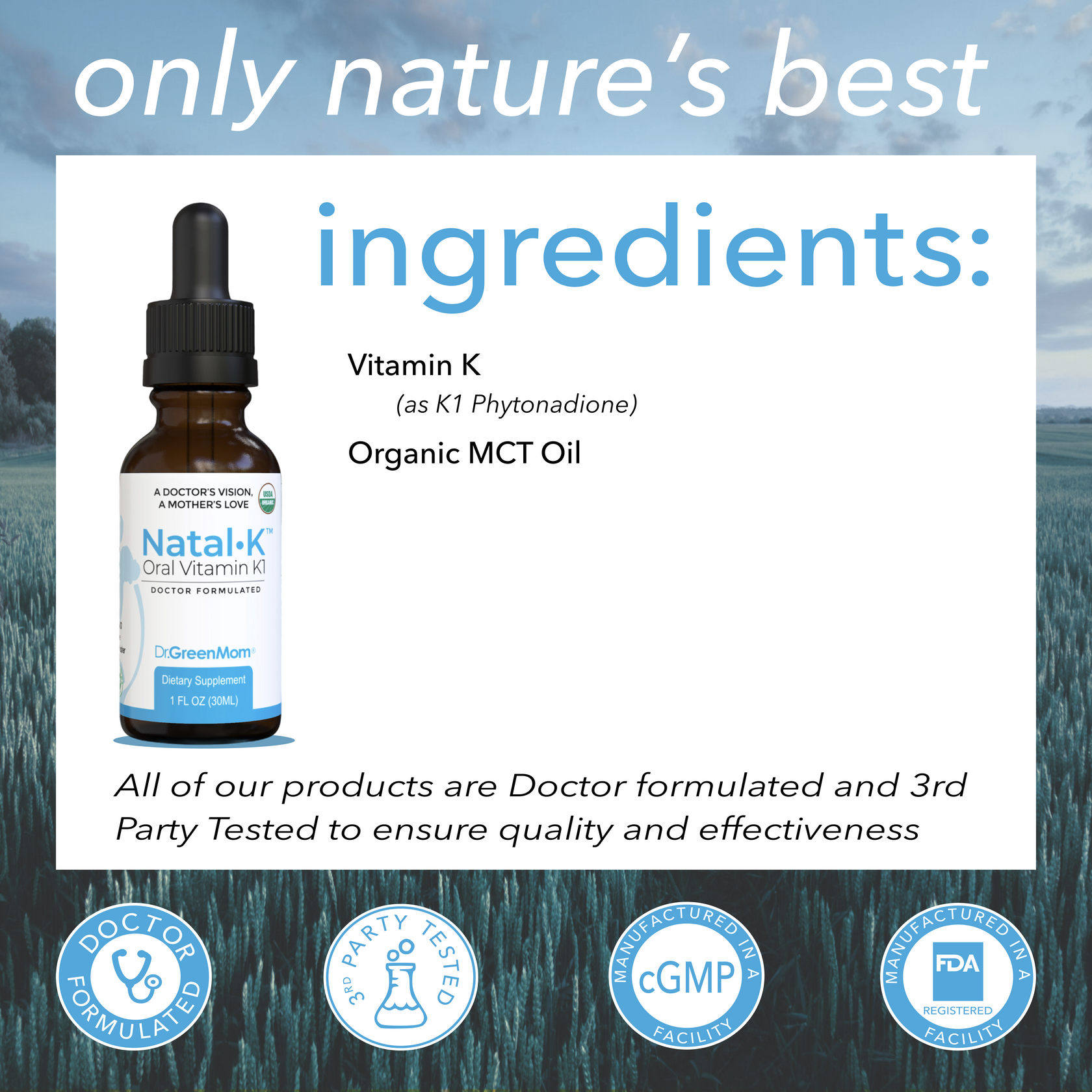 Natal K (USDA Organic Oral Vitamin K1) for Before/After Birth ...